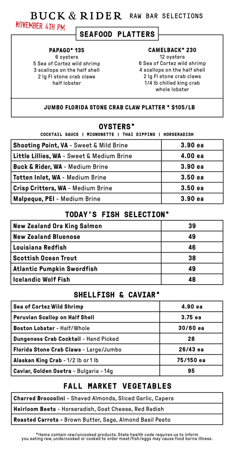 Seafood Restaurant in Gilbert AZ - Buck & Rider