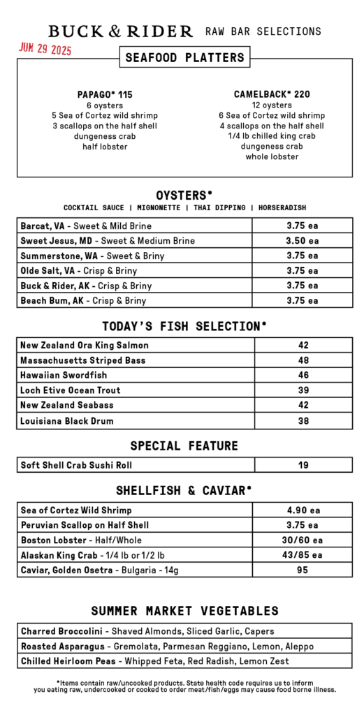 Seafood Restaurant in North Scottsdale AZ - Buck & Rider