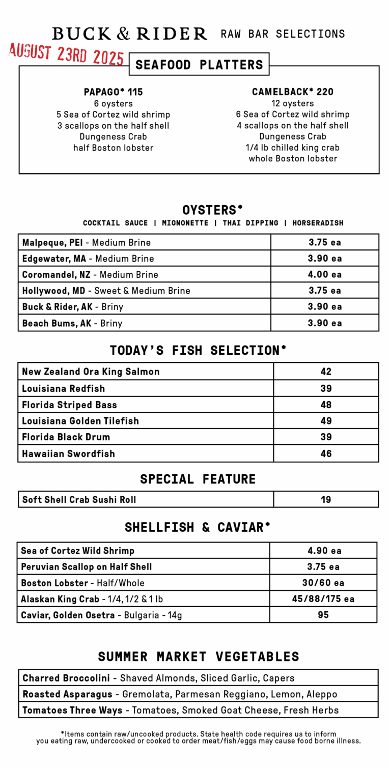 Seafood Restaurant in North Scottsdale AZ - Buck & Rider