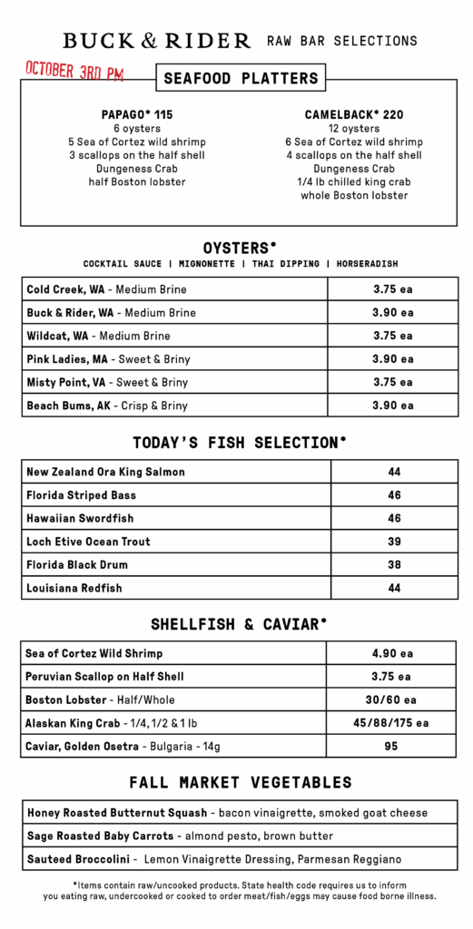 Buck & Rider - Seafood Restaurant Arizona - Dinner, Lunch, Brunch