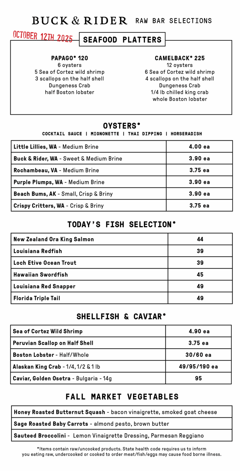 Seafood Restaurant in Phoenix AZ - Buck & Rider