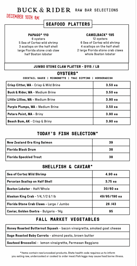 Seafood Restaurant in Phoenix AZ - Buck & Rider