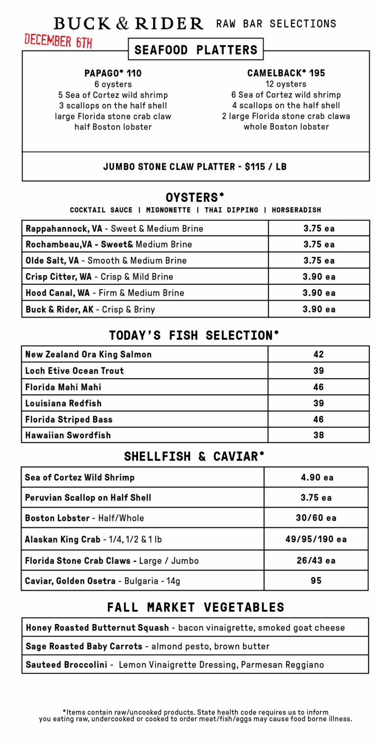 Buck & Rider - Seafood Restaurant Arizona - Dinner, Lunch, Brunch